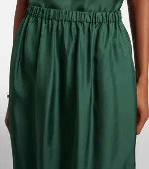 Asceno Roma Silk Twill Maxi Skirt