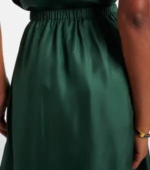 Asceno Roma Silk Twill Maxi Skirt