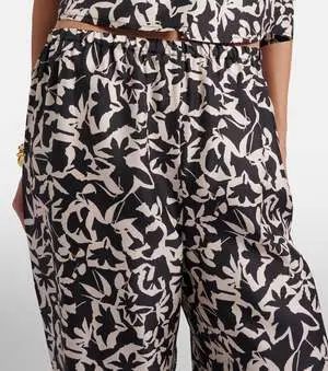 Asceno Loreto Printed Silk Twill Wide-leg Pants