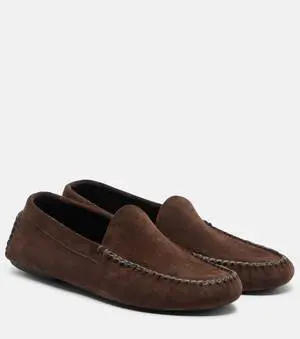 THE ROW Lucca Suede Loafers - Brown