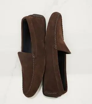 THE ROW Lucca Suede Loafers - Brown