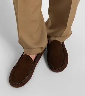 THE ROW Lucca Suede Loafers - Brown
