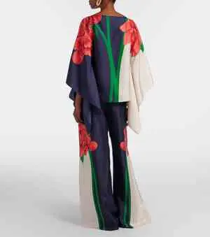La DoubleJ Floral Print Silk Palazzo Pants