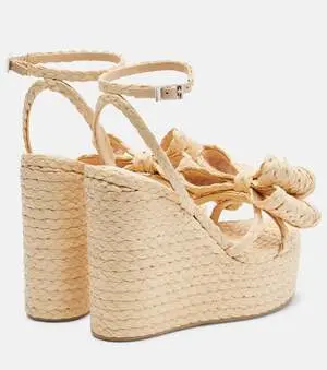 Mach & Mach Le Cadeau Raffia Espadrille Wedges - Beige