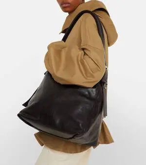 LEMAIRE Small Belted Leather Shoulder Bag - Brown