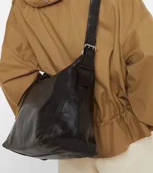 LEMAIRE Small Belted Leather Shoulder Bag - Brown