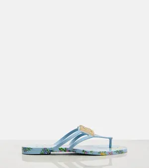 Dolce & Gabbana Floral Thong Sandals - Blue