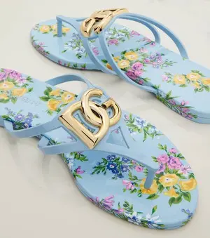 Dolce & Gabbana Floral Thong Sandals - Blue