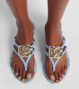 Dolce & Gabbana Floral Thong Sandals - Blue
