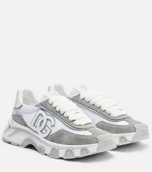 Dolce & Gabbana Runner Suede-trimmed Sneakers - Grey