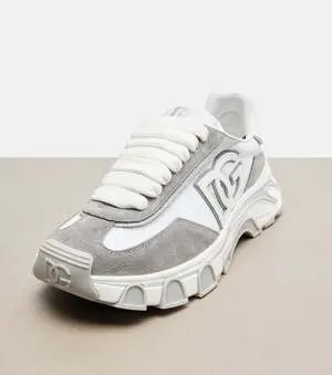 Dolce & Gabbana Runner Suede-trimmed Sneakers - Grey