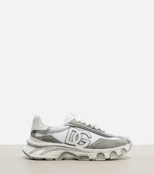 Dolce & Gabbana Runner Suede-trimmed Sneakers - Grey
