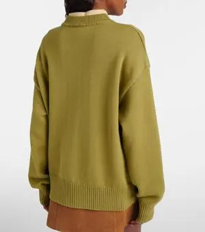 AMI Paris De Coeur Wool And Cotton Cardigan