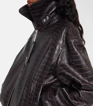 Rabanne Croc-effect Leather Blouson Jacket