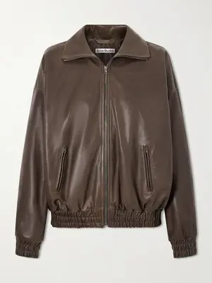 Acne Studios Leather Bomber Jacket - Brown