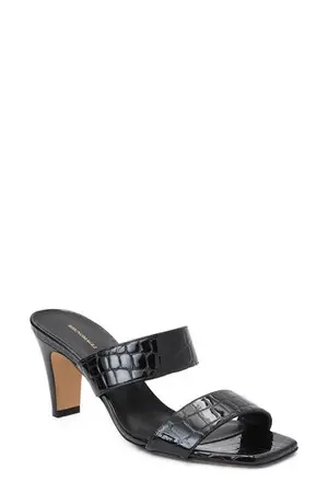Bruno Magli Vezza Embossed Slide Sandal Black Patent/croc