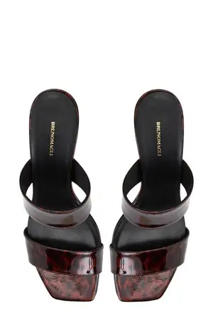 Bruno Magli Vezza Embossed Slide Sandal - Tortoise Patent