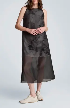 KENNETH COLE Sheer Overlay Dress - Black