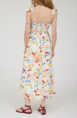 BLU PEPPER Fruit Print Midi Dress