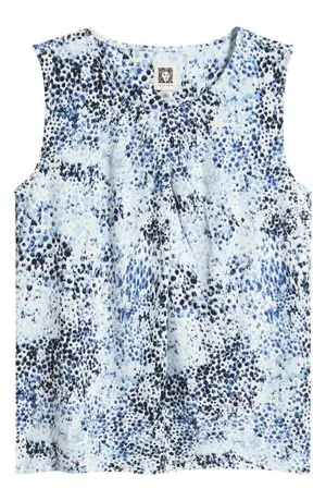 Anne Klein Print Pleat Neck Top