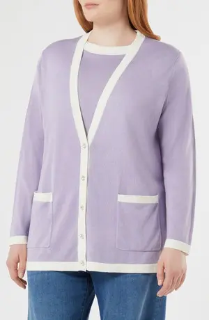Marina Rinaldi Mrs. Ottimo Silk & Cashmere Cardigan - Lilac