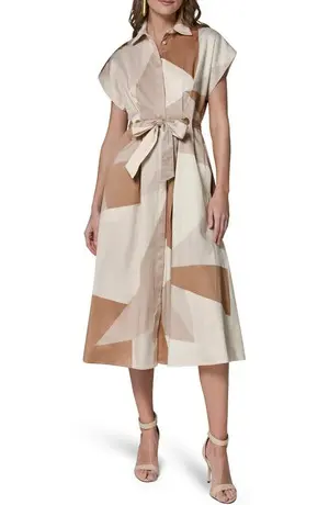 Donna Karan New York Print Tie Waist Shirtdress - Umbria/sca