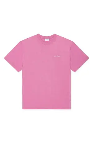LES DEUX Crewneck Logo T-shirt - Crocus Pink