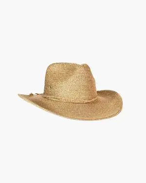 Eric Javits Metallic Straw Western Hat, Adjustable, Upf 50 - Gold