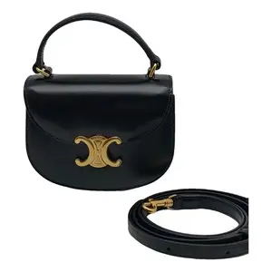 Celine Clea Leather Handbag - Black