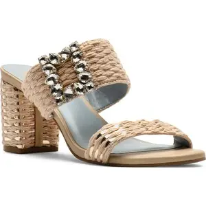 FRANCES VALENTINE Betty Raffia Block Heel Sandal - Natural/gold