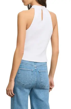 Veronica Beard Thea Rib Stretch Cotton Halter Top