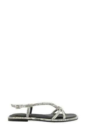 KENNETH COLE Paria Flat Slingback Sandal - White Black Lizard