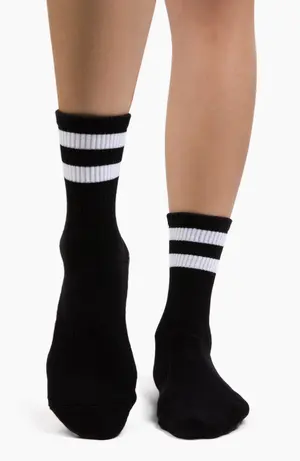 LUTAVA Antimicrobial Grip Crew Socks 2 Pack - Black