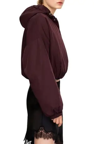Mango Oversize Hooded Crop Zip Jacket