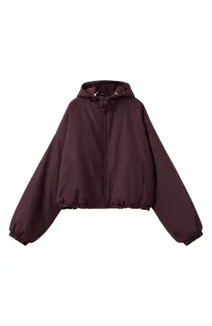 Mango Oversize Hooded Crop Zip Jacket