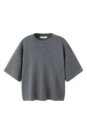 Mango Oversized Short Sleeve Sweater - Charcoal
