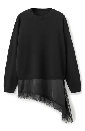 Mango Mixed Media Sweater - Black