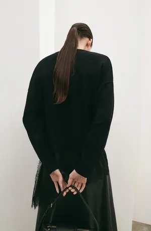 Mango Mixed Media Sweater - Black