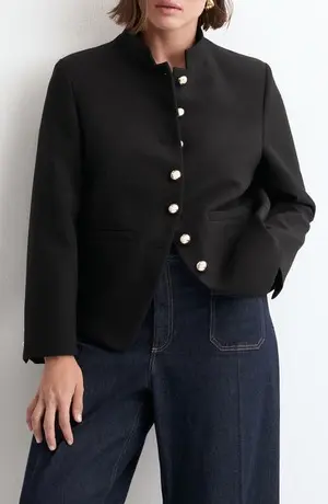 Mango Mandarin Collar Jacket - Black