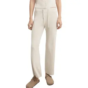 Mango Pull-on Straight-leg Knit Pants - Beige