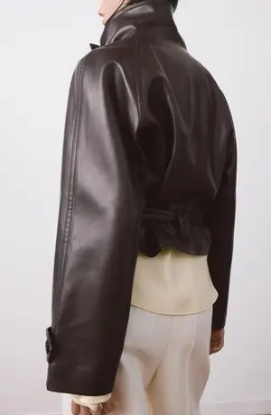 Mango Faux Leather Belted Jacket - Maroon