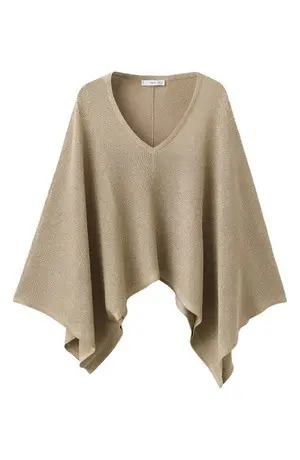 Mango Metallic V-neck Long Sleeve Knit Top