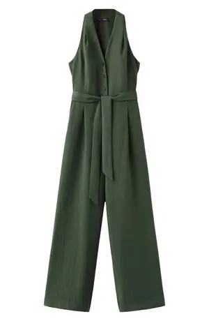 Mango Halter Neck Belted Jumpsuit