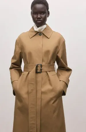 Mango Belted Cotton Trench Coat