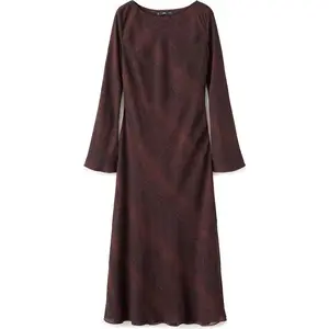 Mango Animal Print Long Sleeve Maxi Dress - Burgundy
