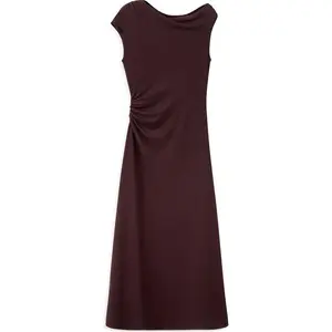Mango Ruched Maxi Dress - Wine