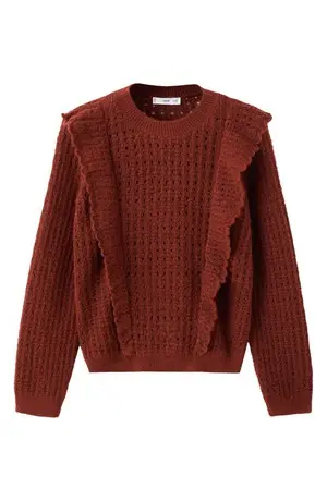 Mango Openwork Sweater - Burnt Orange