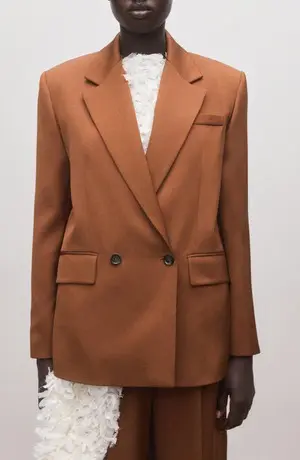 Mango Double Breasted Blazer - Cognac