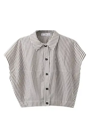 Mango Striped Cropped Button-up Shirt