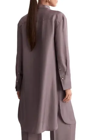 Mango Long Shirt With Stand Collar